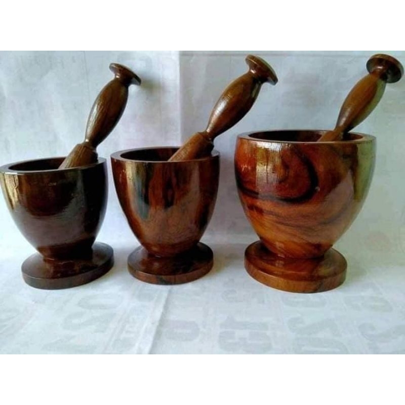 mortar and pistle authentic hardwood 6 inches round x 7 inches height ...