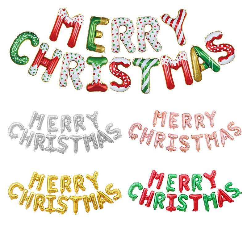 1 Set Merry Christmas 16inch Letter Foil Balloon Set Christmas Party ...
