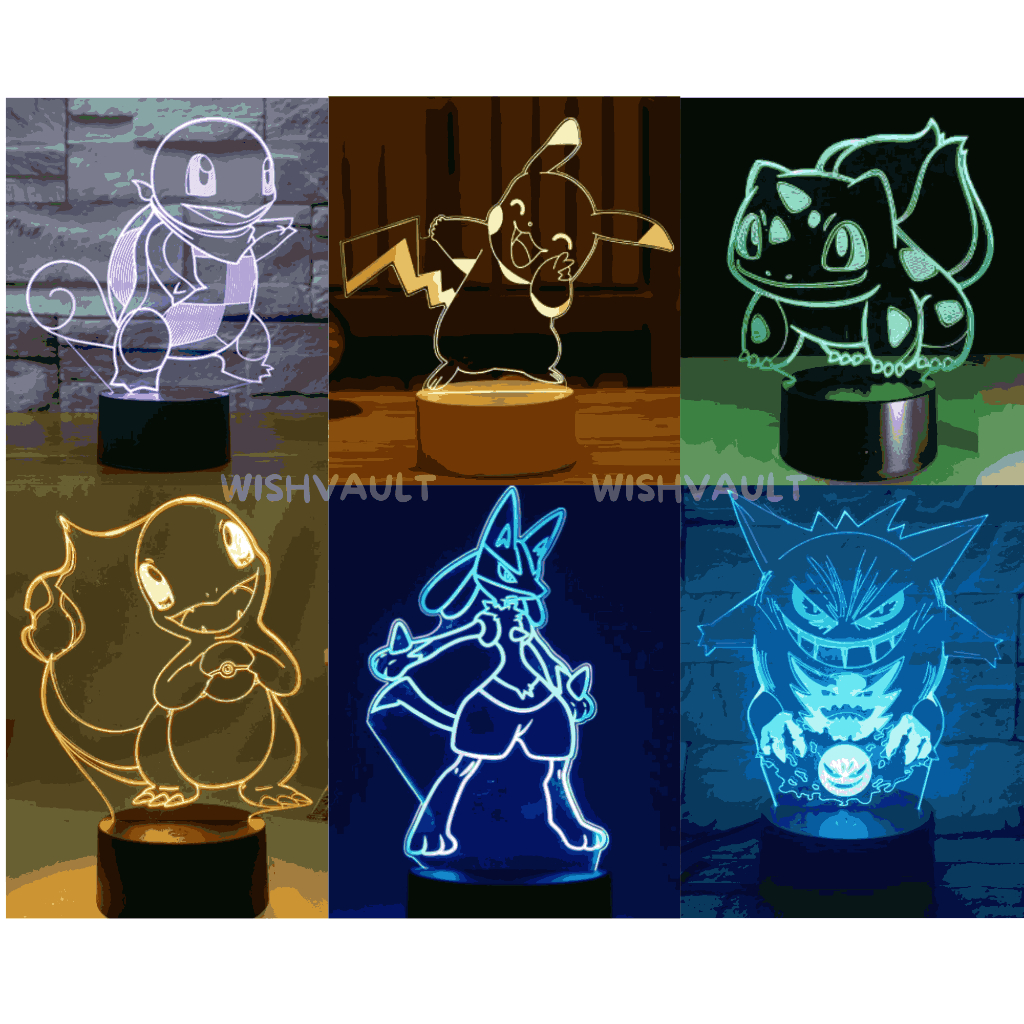 3D ASH POKEMON ACRYLIC LED NIGHT LAMPS FOR GIFTS/SOUVINERS/NIGHT LAMPS ...