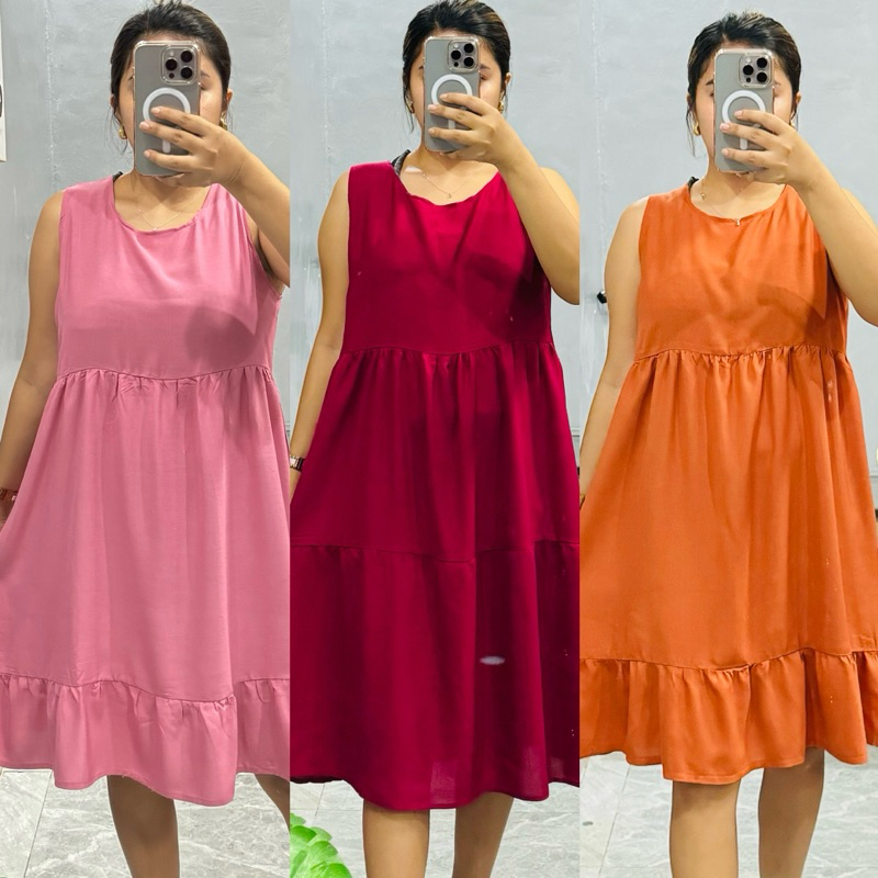 CHALLIS DRESS RUFFLES S- M (CHD) | Shopee Philippines