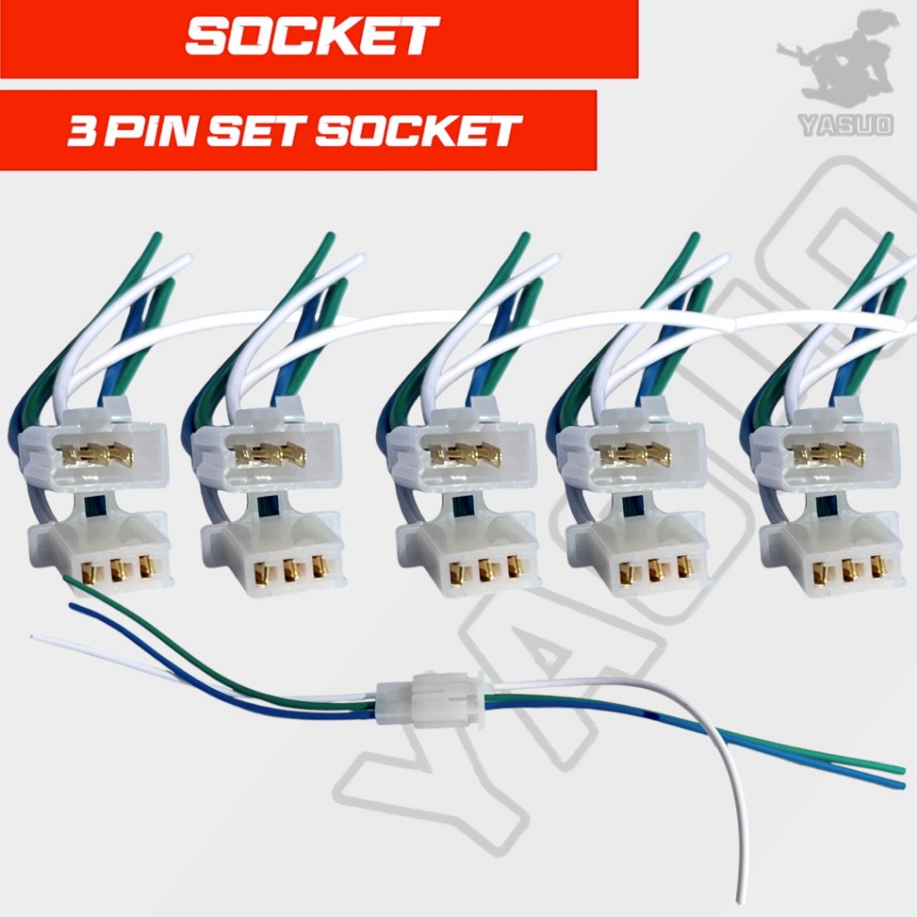 3 PIN Set Socket TERMINAL WIRE SOCKET MALE/ FEMALE SOCKET 3 PIN Set ...