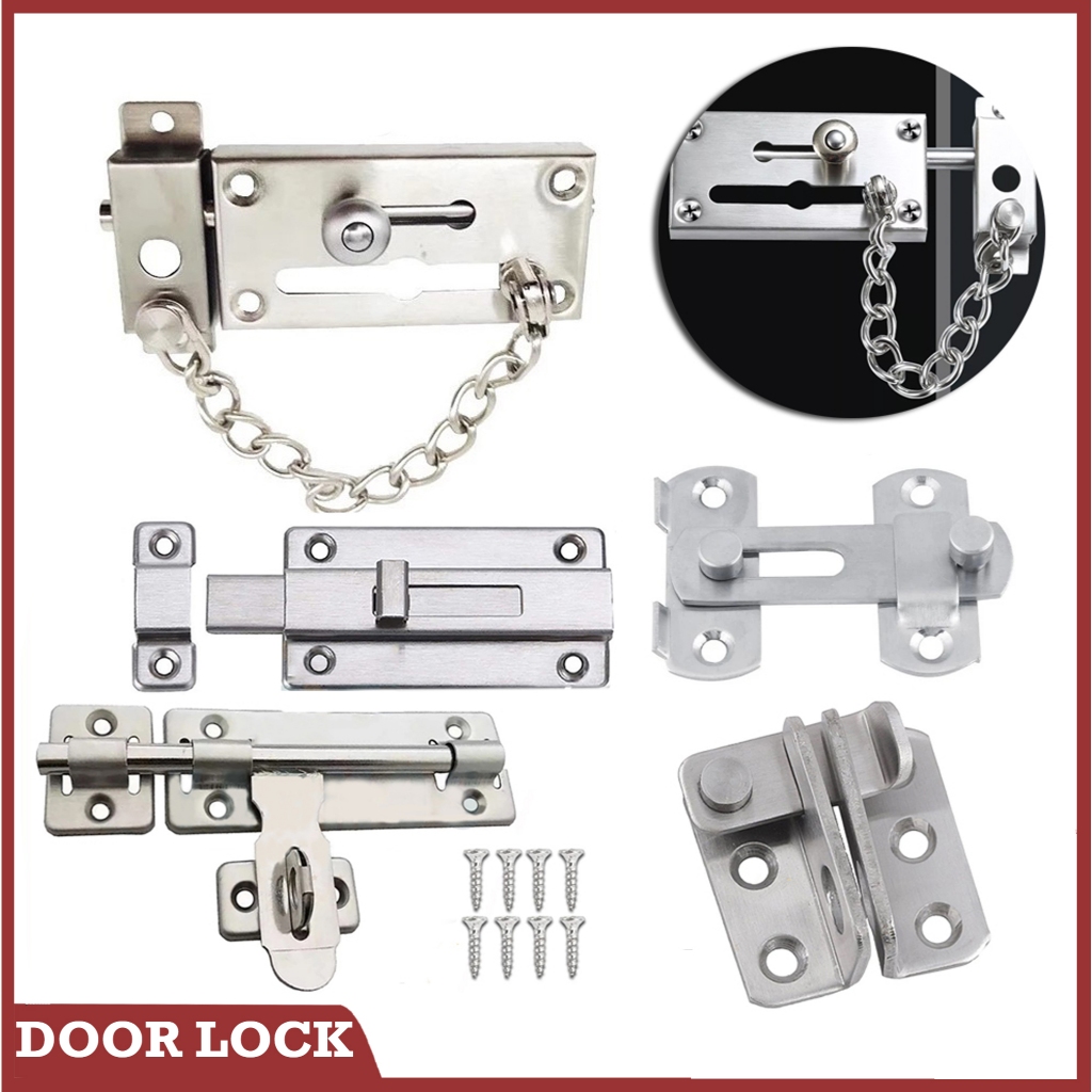ANTI-THEFT DOOR CHAIN LOCK/LATCH FOR INSIDE DOOR (SILVER) | Shopee ...