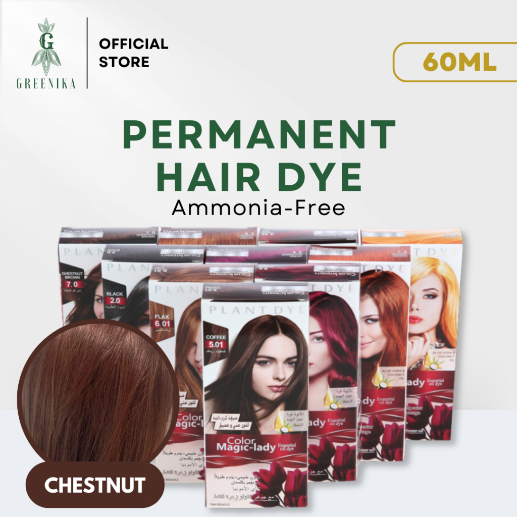 [ HAIR COLOR DYE SET - CHESTNUT ] Ammonia-Free Hair Color Dye Set Color ...