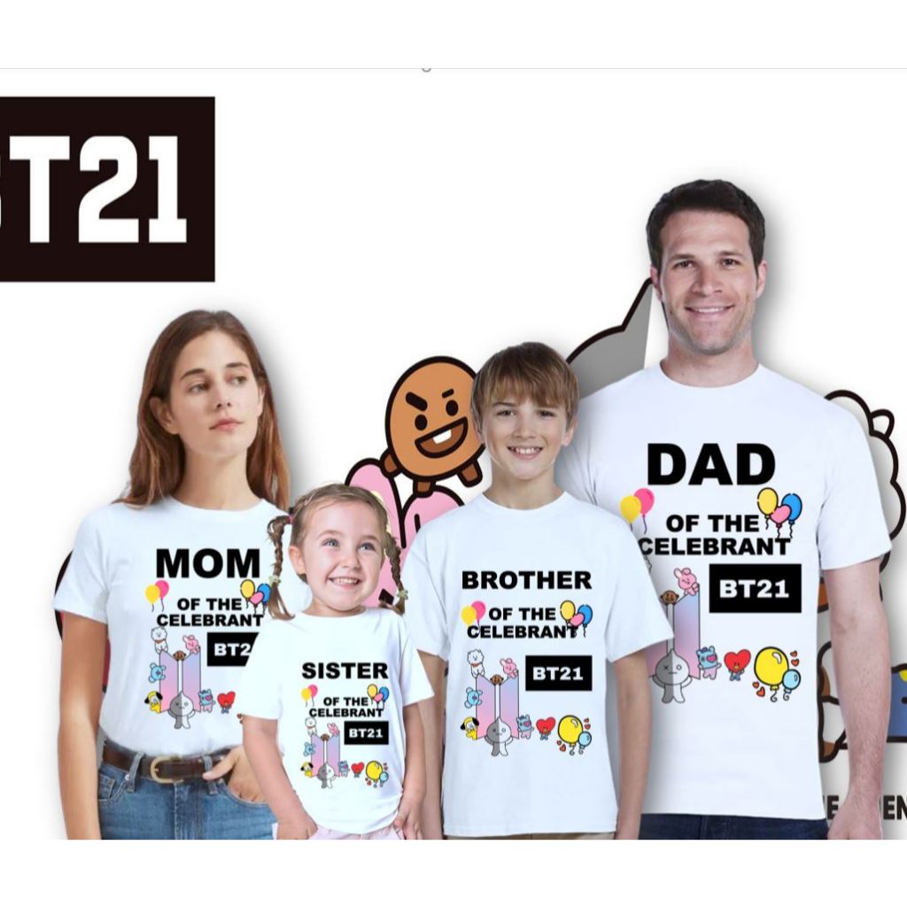 FAMILY THEME BIRTHDAY SHIRT BT21 KIDS AND ADULTS | Shopee Philippines