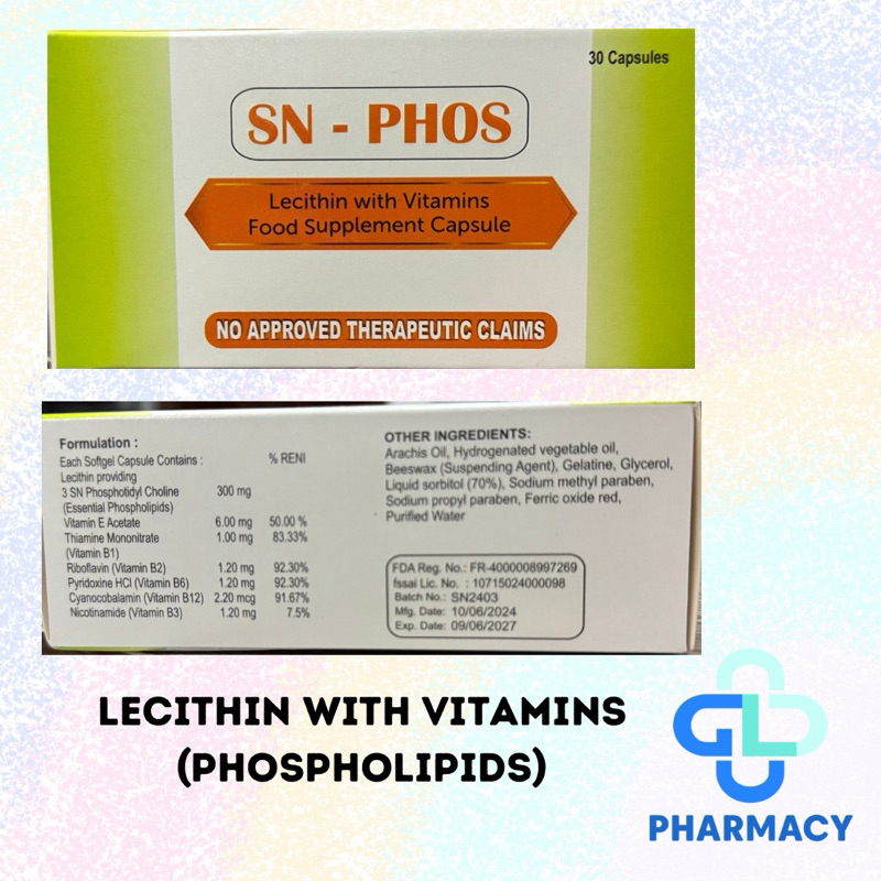 SN-PHOS Lecithin with Vitamins (Phospholipids) | Shopee Philippines