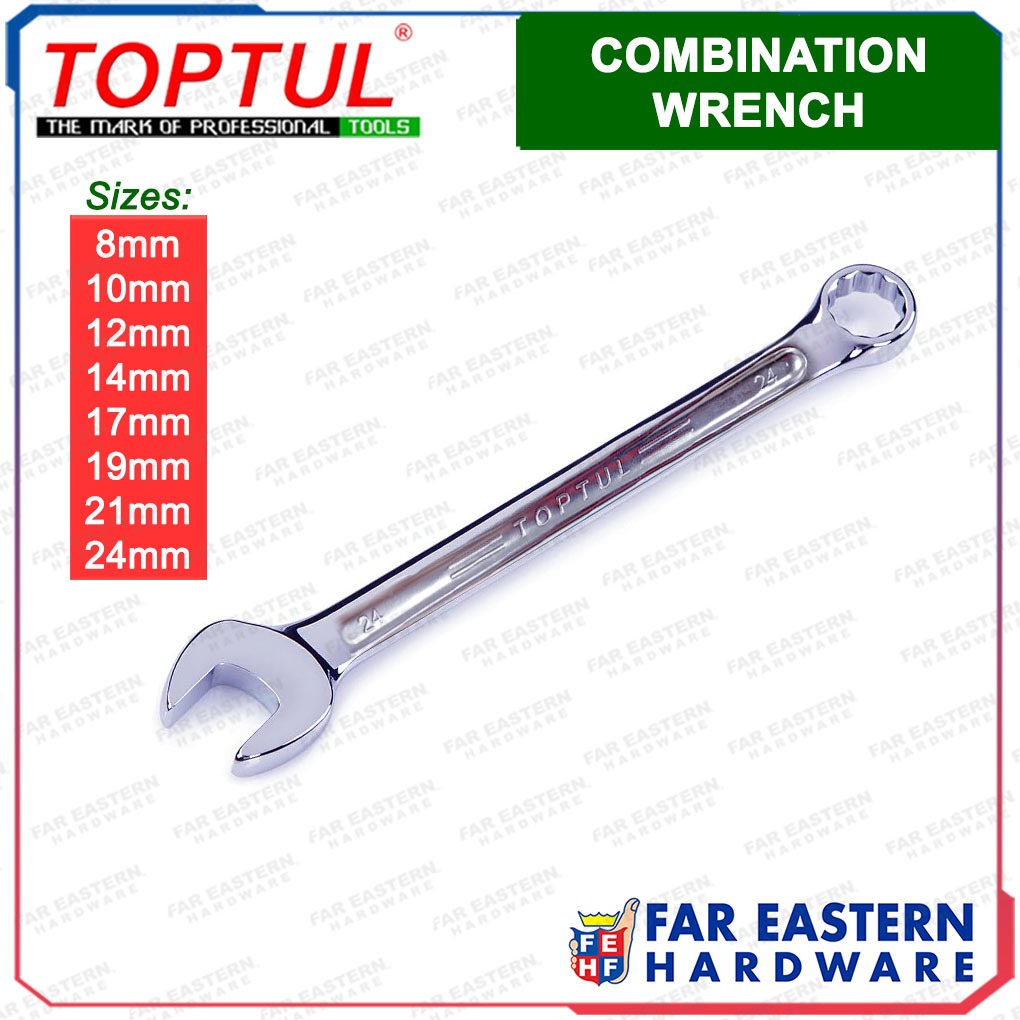 TOPTUL Combination Wrench Spanner Open Close 8mm 10mm 12mm 14mm 17mm 19mm 21mm 24mm | Shopee ...
