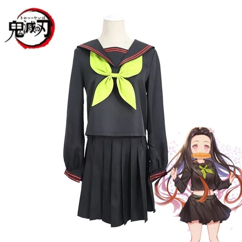 Anime Kamado Nezuko Cosplay Costume Makomo Japane School Uniforms ...