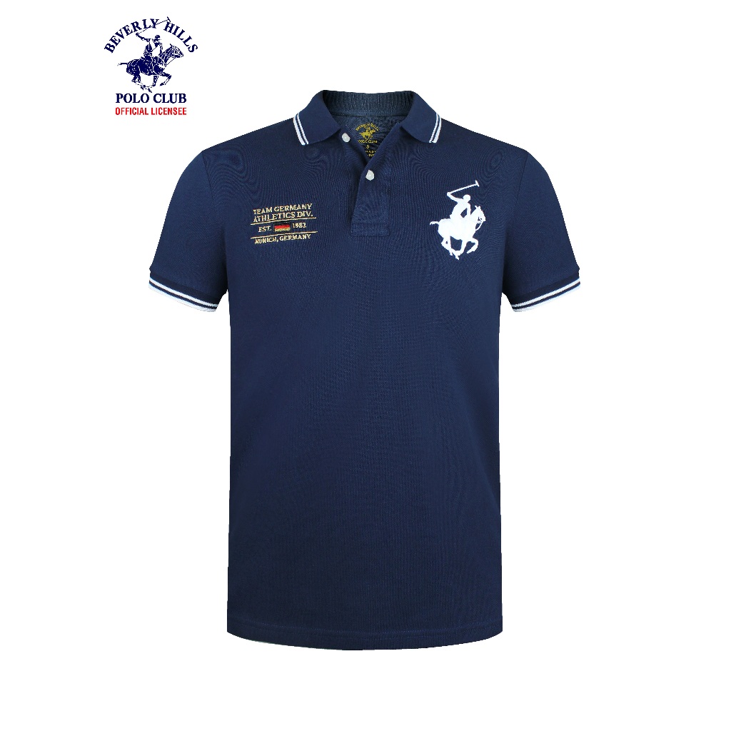 Beverly Hills Polo Club Men's Combed Cotton Pique Polo Shirt in Navy ...