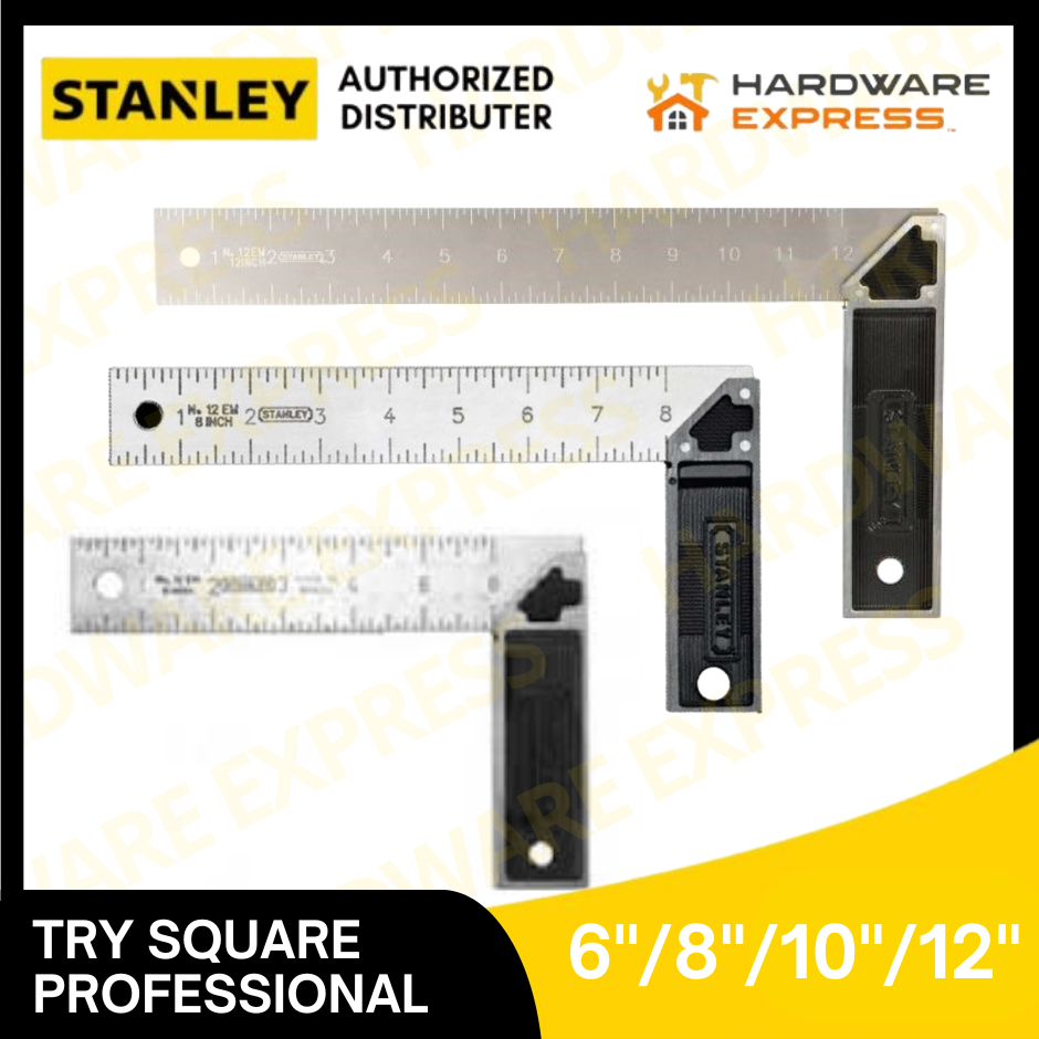 STANLEY Try Square Professional 6" (46-530) 8" (46-532) 10" (46-534) 12 ...