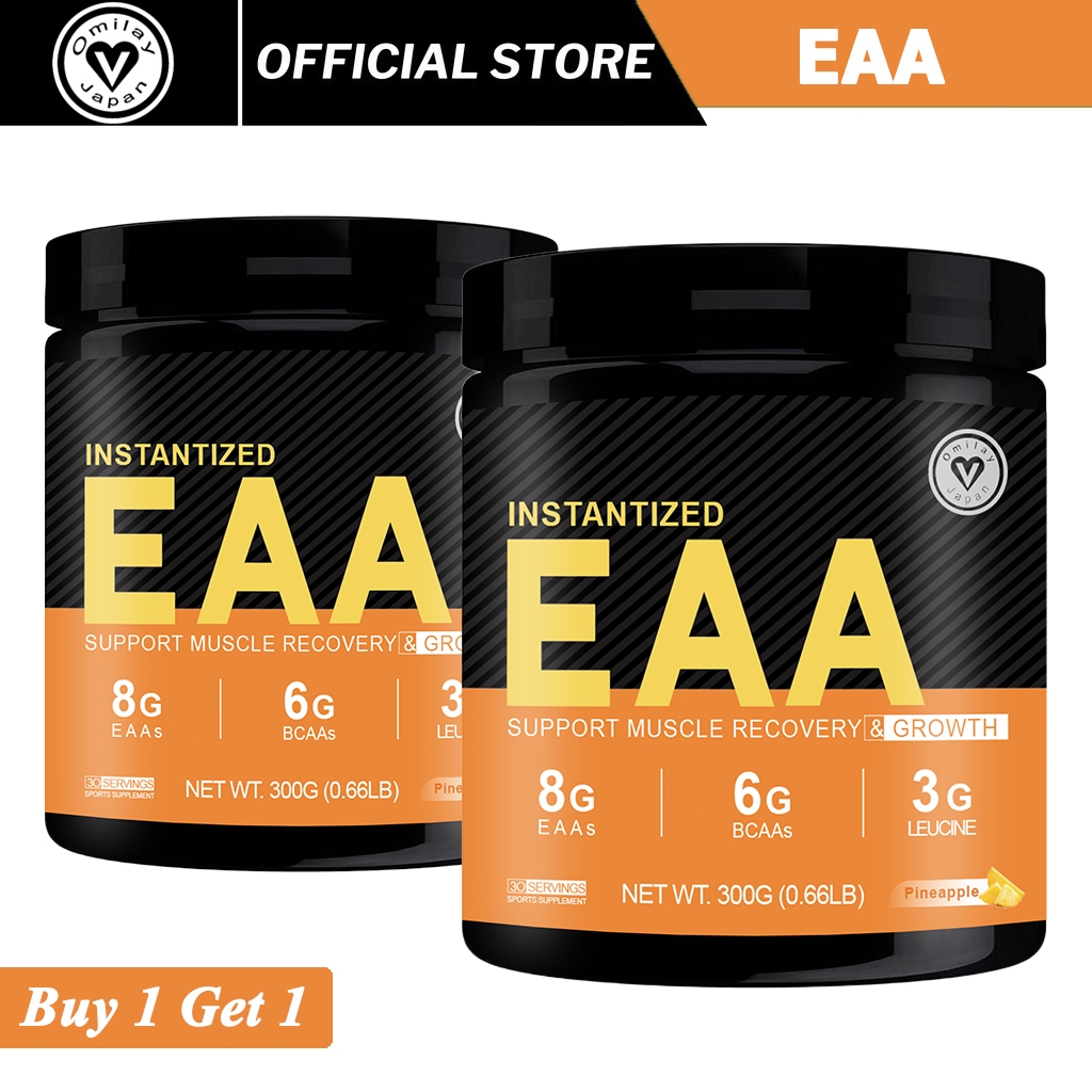 Omilay Instantized EAA Amino Acid Powder Supplements for Gym Support Muscle Recovery Energy 300g ...
