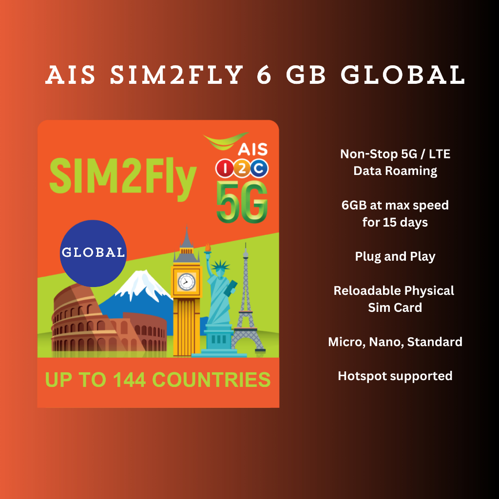 AIS Sim2fly 6GB Global (5G/LTE) data for Seafarer and Travelers | Shopee Philippines
