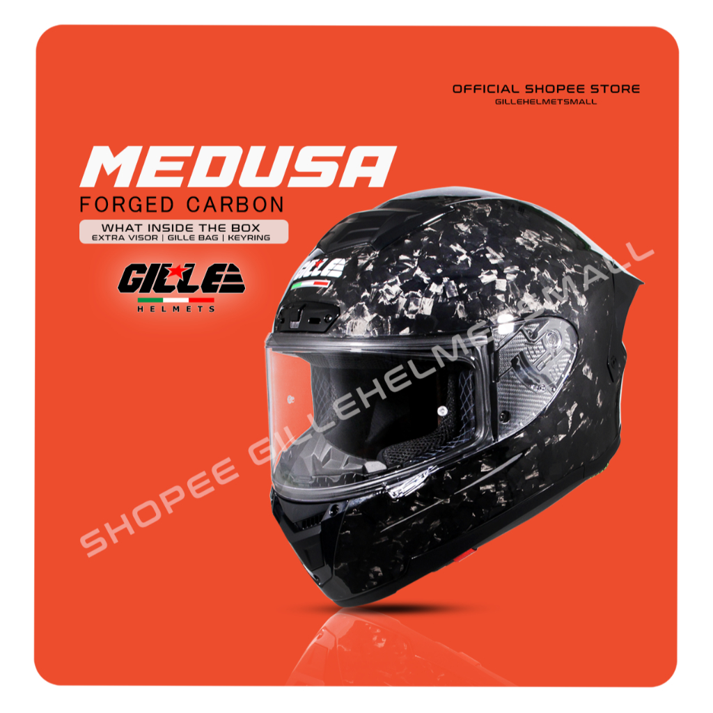 GILLE 863 Medusa Snake, Forged and 3K Carbon Full Face Singe Visor ...