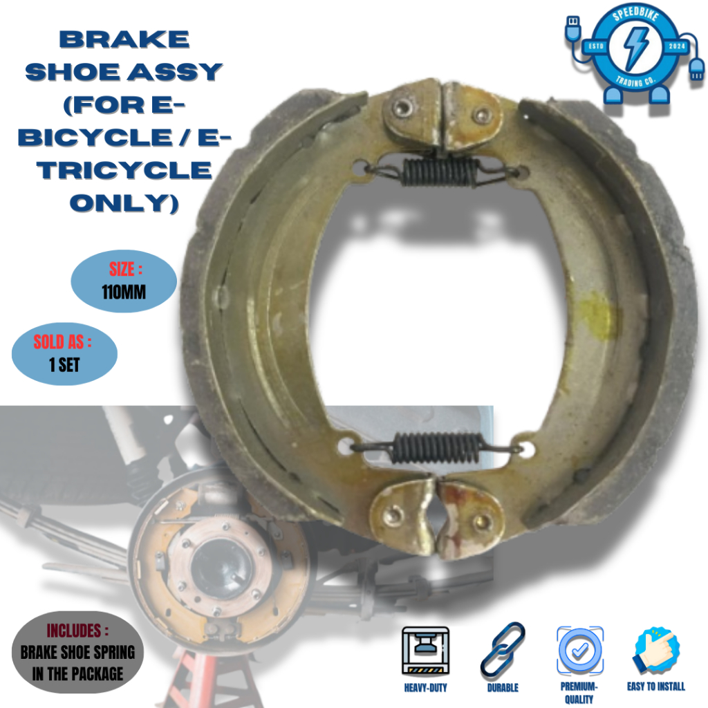 SPEEDBIKE EBIKE BRAKE SHOE ASSY SET (110MM) W/ BRAKE SHOE SPRING ...
