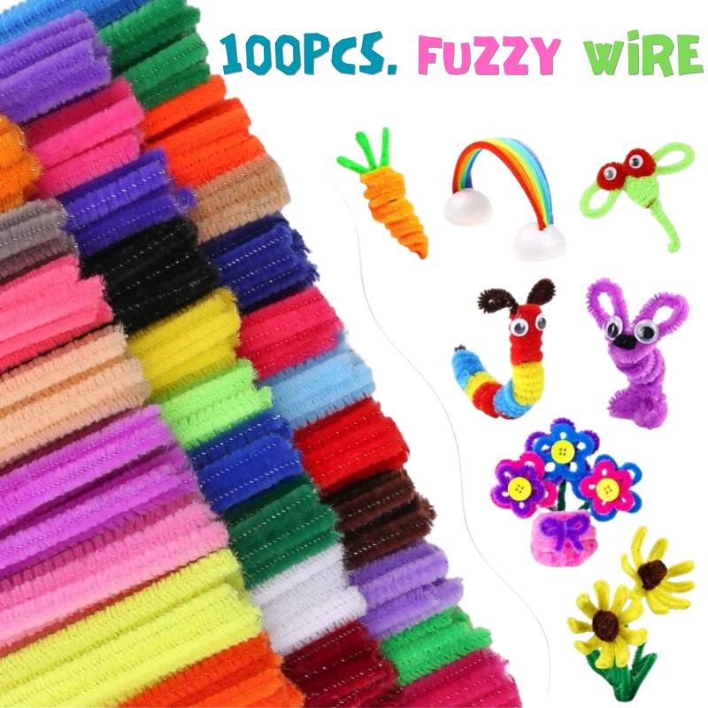 100PCS. Colorful Fuzzy Wire for DIY Handicraft Fluffy Stems Twist ...