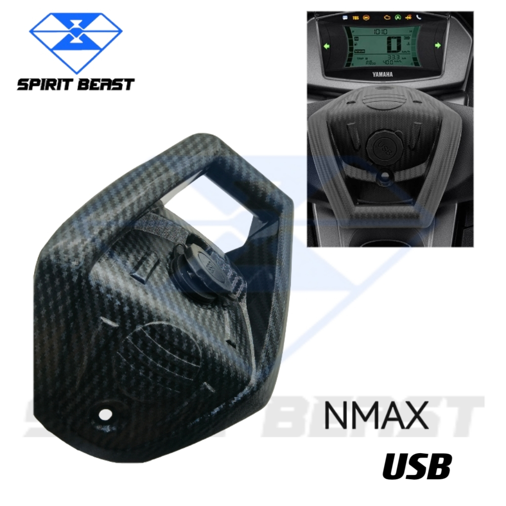 NMAX 2020 V2 HANDLE BAR COVER CAUSBRBON FILBER GARNISH W/USB CHARGER ...