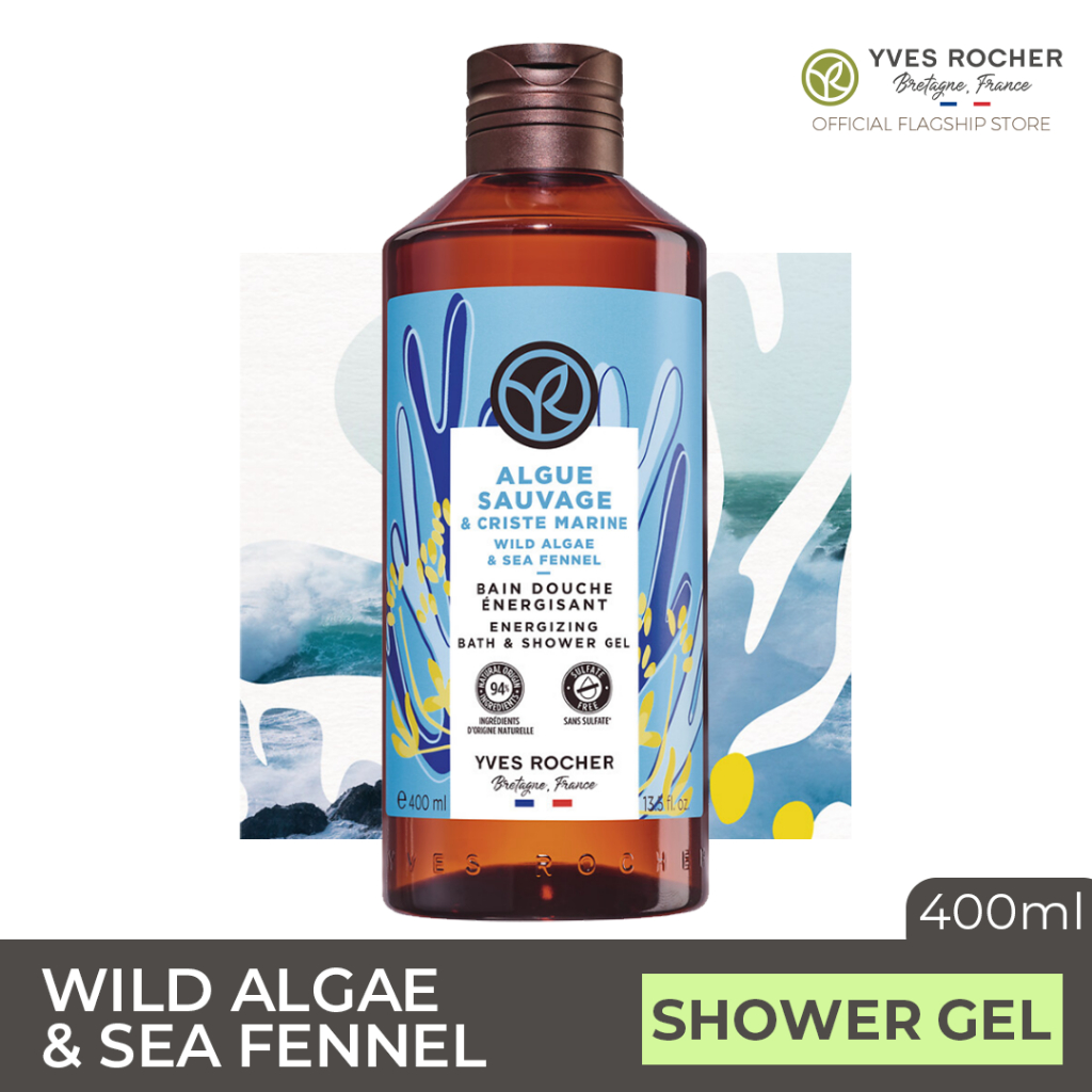 Yves Rocher Wild Algae Energizing Shower Gel - 400ml Natural, Sulfate ...