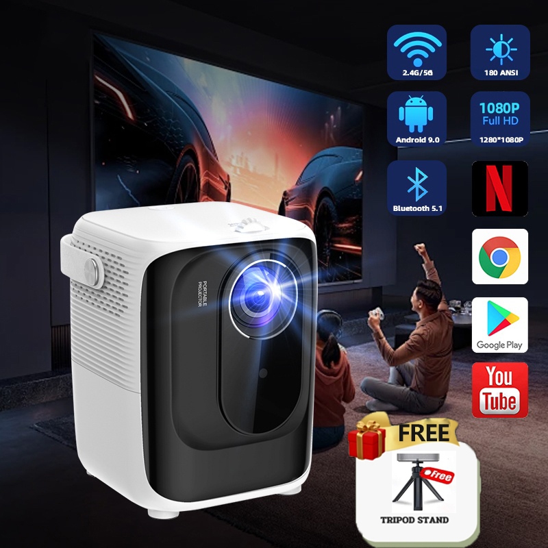Portable projector 8K Full HD projector IOS/Android WiFi Bluetooth 5.0 ...