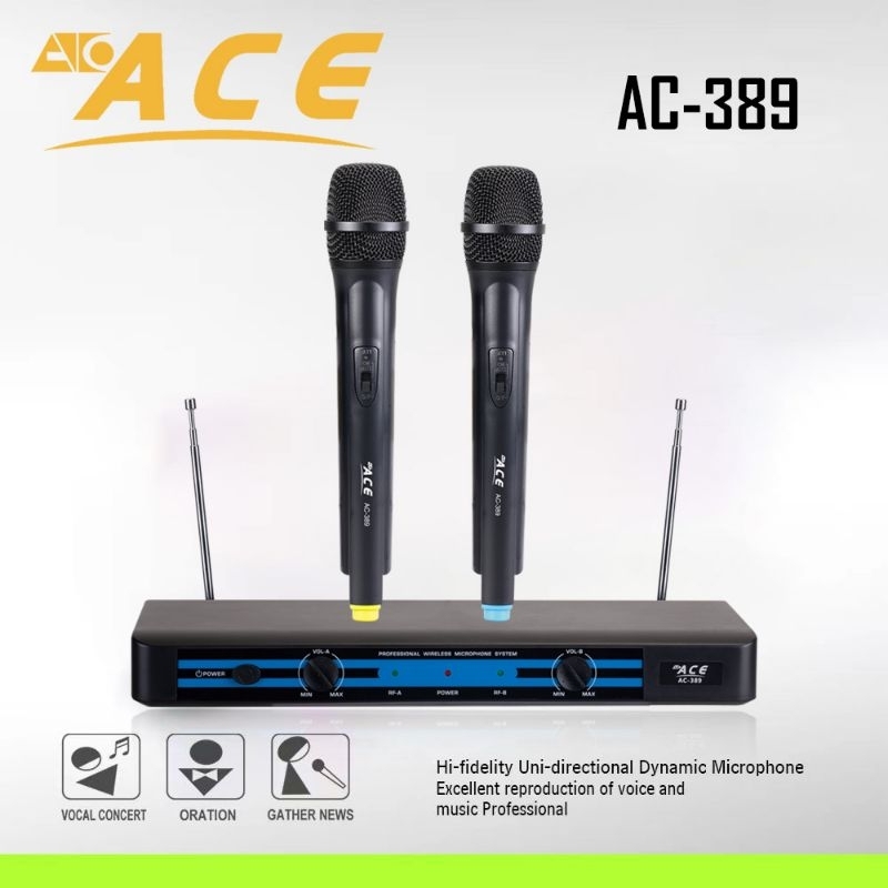 Ace AC- 389 Professional Wireless Microphone System | Shopee Philippines