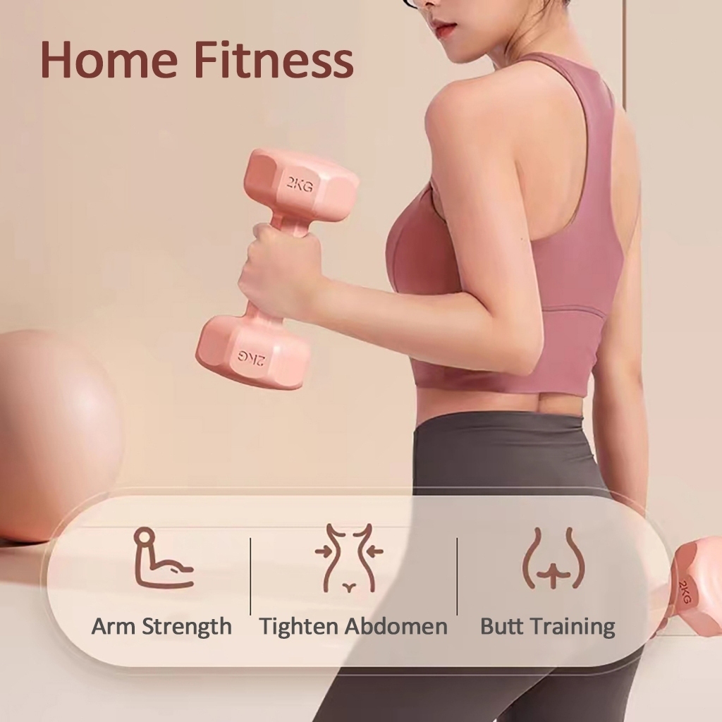 Dumbbell Set Pair 1KG to 3KG Lady Dumbbell Muscle Fitness Family Weight Training Exercise ...