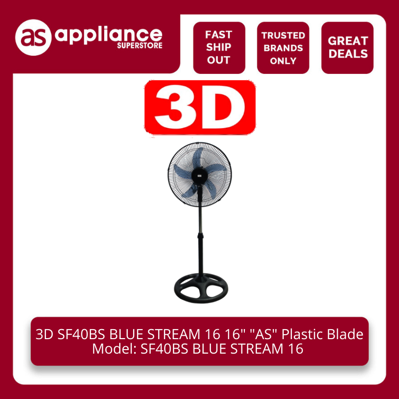 3D SF40BS BLUE STREAM 16 16" "AS" Plastic Blade Stand Fan | Shopee ...