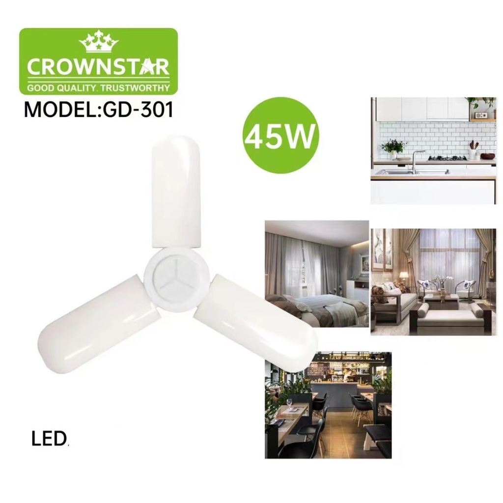CROWNSTAR 45w Foldable Fan Blade LED Bulb | Shopee Philippines