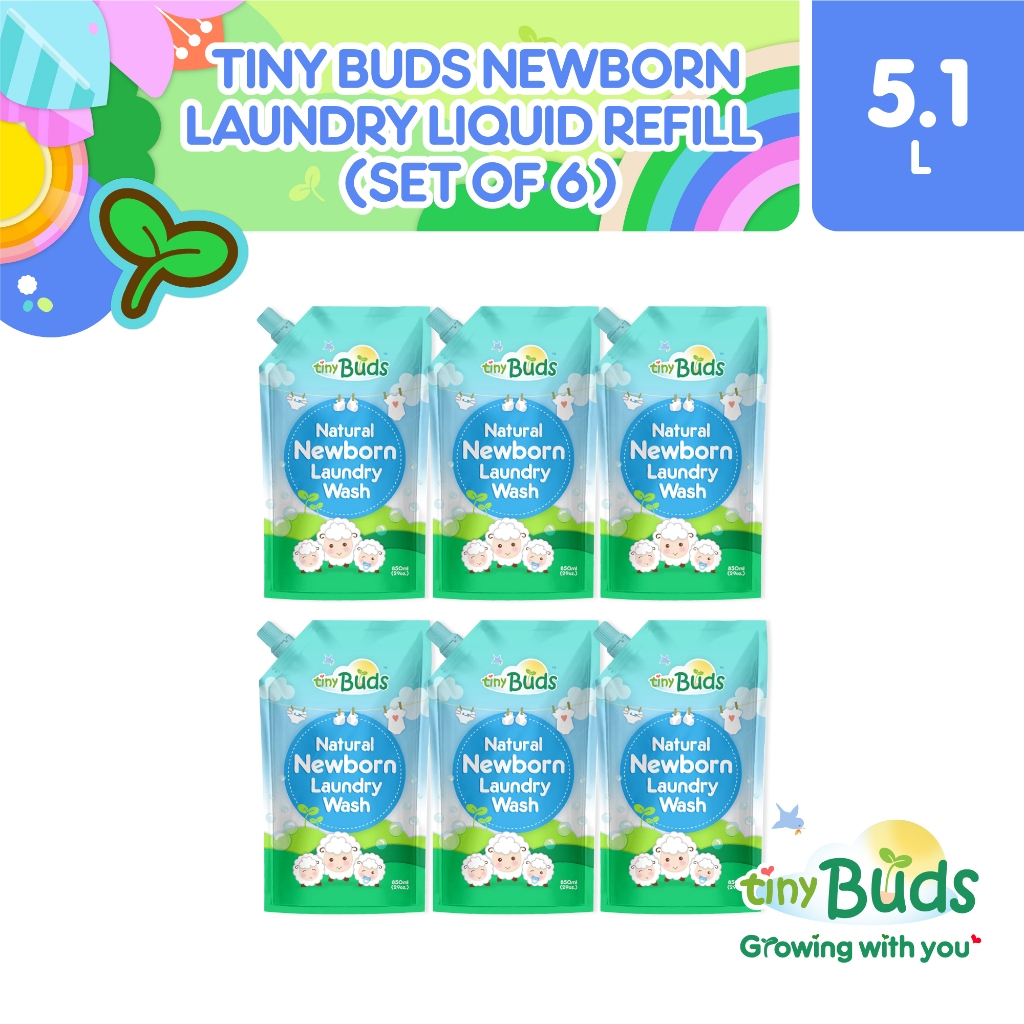 Tiny Buds Newborn Laundry Liquid Refill 850ml (Set of 6) | Shopee ...