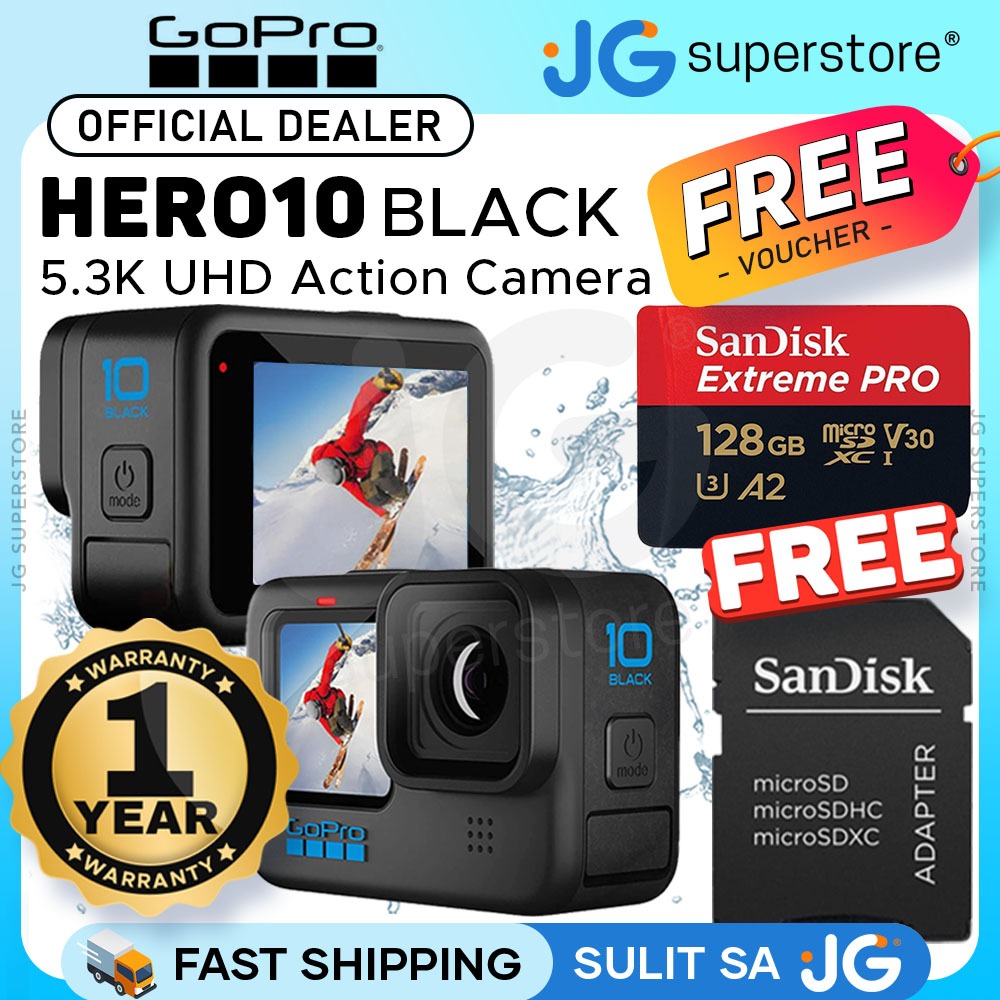 GoPro HERO10 / HERO 10 Black Waterproof Action Camera with 23MP 5.3K60 + 4K120 HyperSmooth 4.0 ...