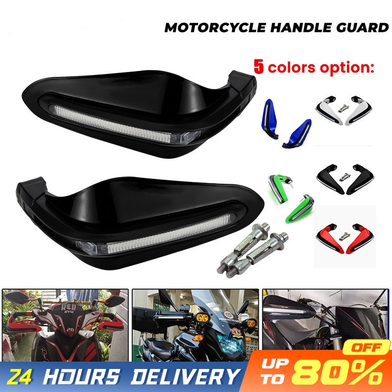Universal Motorcycle Handguard LED Light Crash Guard ATV Handlebar Hand ...