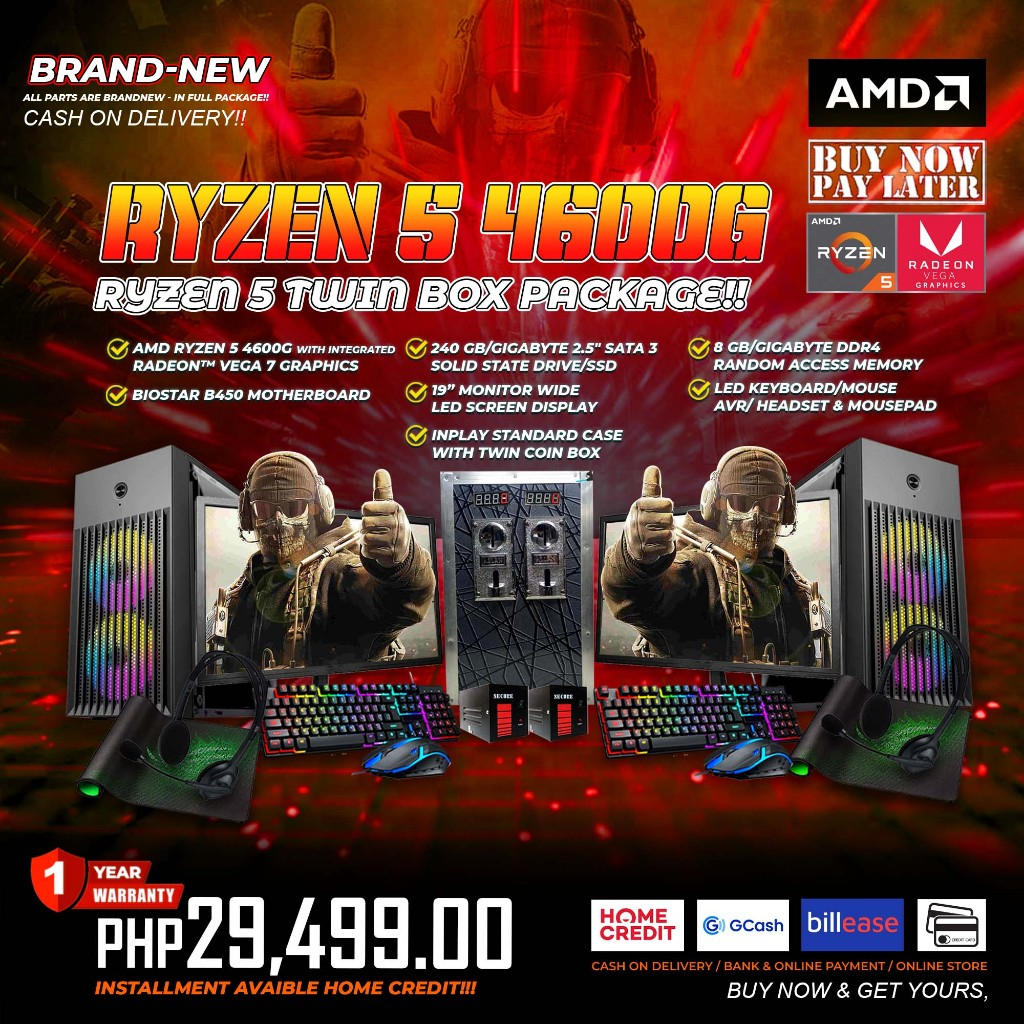BRANDNEW TWINBOX PISONET PACKAGE Amd Ryzen 5 4600G 8gb Ddr4 240Gb SSD ...