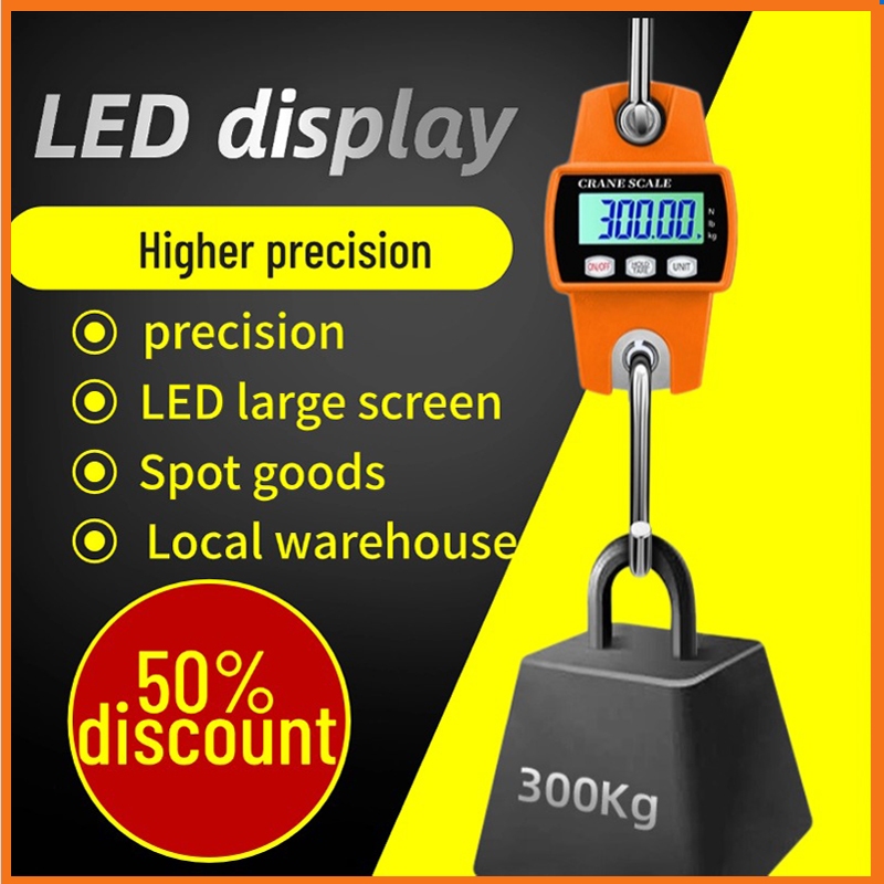 Hanging Scale 200kg/300kg Mini Crane Scale LCD Digital Hanging Hook ...