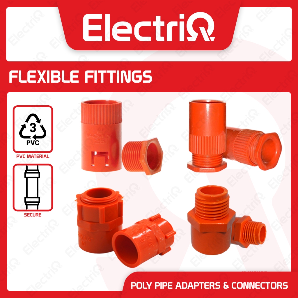 Electriq l PVC Orange Poly Pipe and Flex Connector, Male Adapter Secure ...