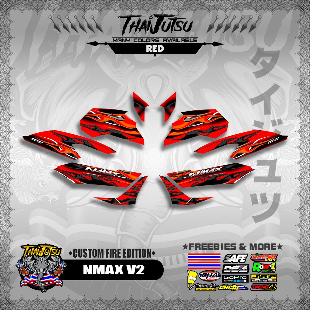 NMAX V2 DECALS ( CUSTOM FIRE EDITION )【ThaijutsuStickers】 | Shopee ...