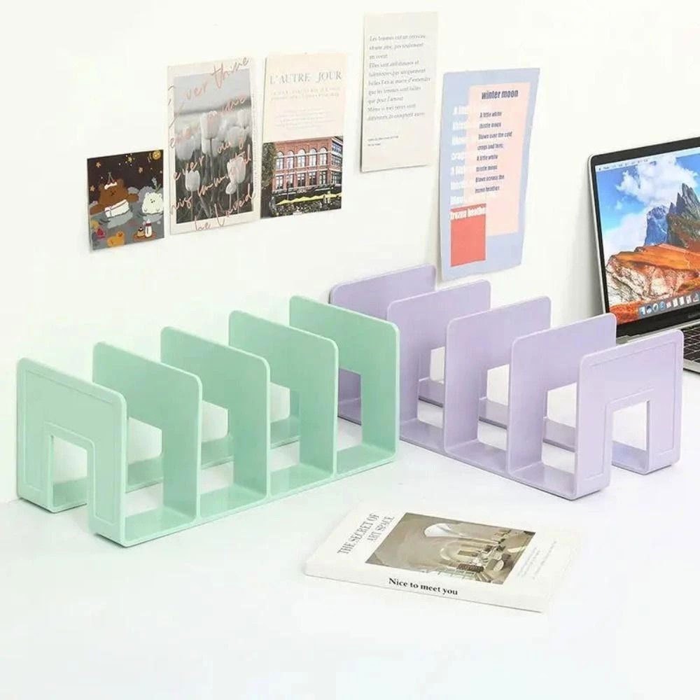 4-Grid Book Stand Desktop Bookshelf Organizer Storage Rack for Students ...