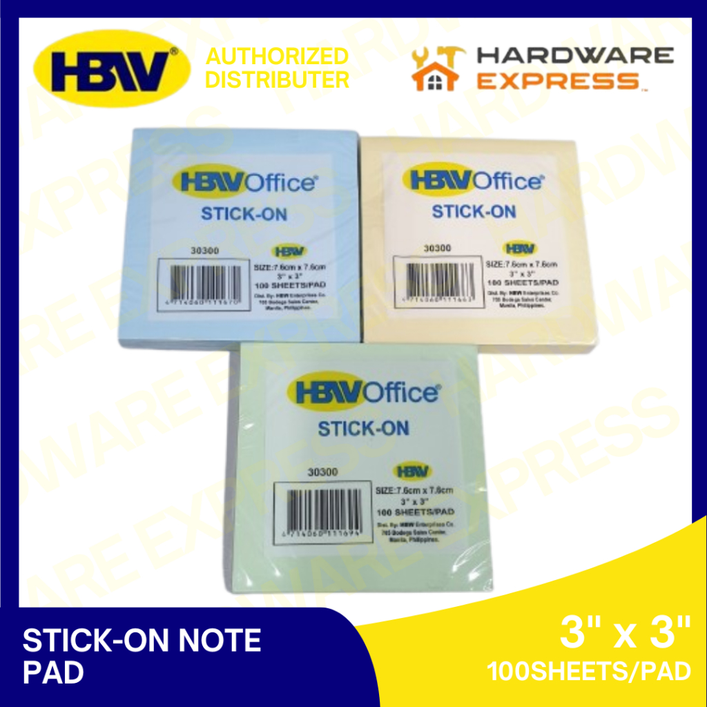 HBW OFFICE Stick-on Note Pad 3 " x 3" (Random Color) | Shopee Philippines