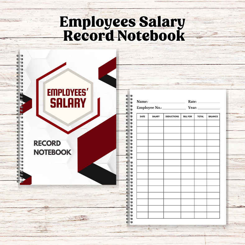 A&J Employees Salary Tracker Notebook Record Book 70 Pages Wire Bind ...