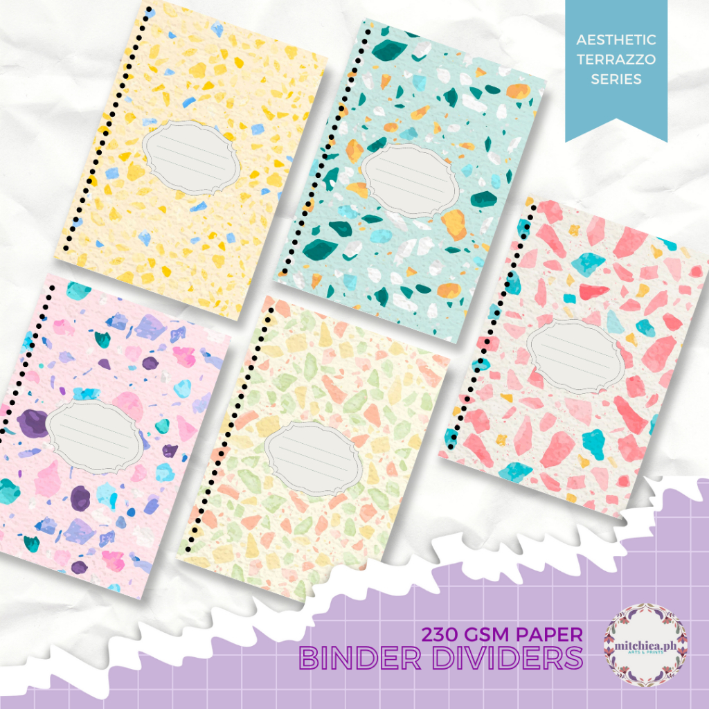 5 sheets Aesthetic Terrazzo Series A5 & B5 Binder Divider | Mitchiea PH ...
