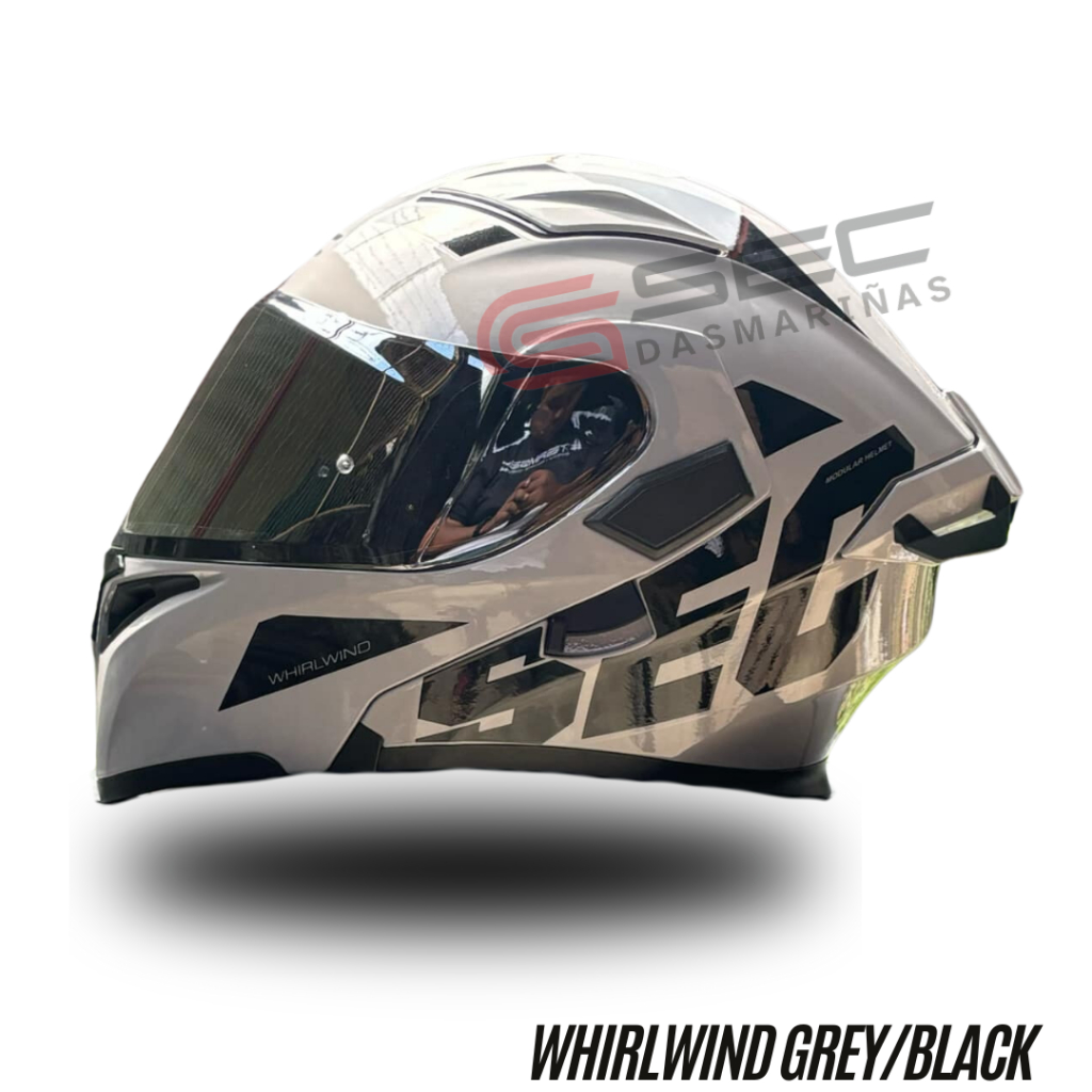 SEC Whirlwind Grey Black Modular Helmet | Shopee Philippines