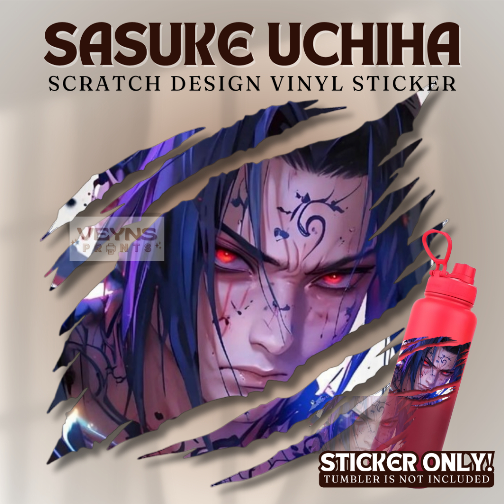 NARUTO: SASUKE UCHIHA SCRATCH DESIGN VINYL STICKER FOR TUMBLER, CAR ...