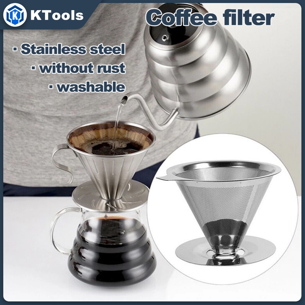 Reusable Stainless Steel Coffee Filter Holder | Double Layer Pour Over ...