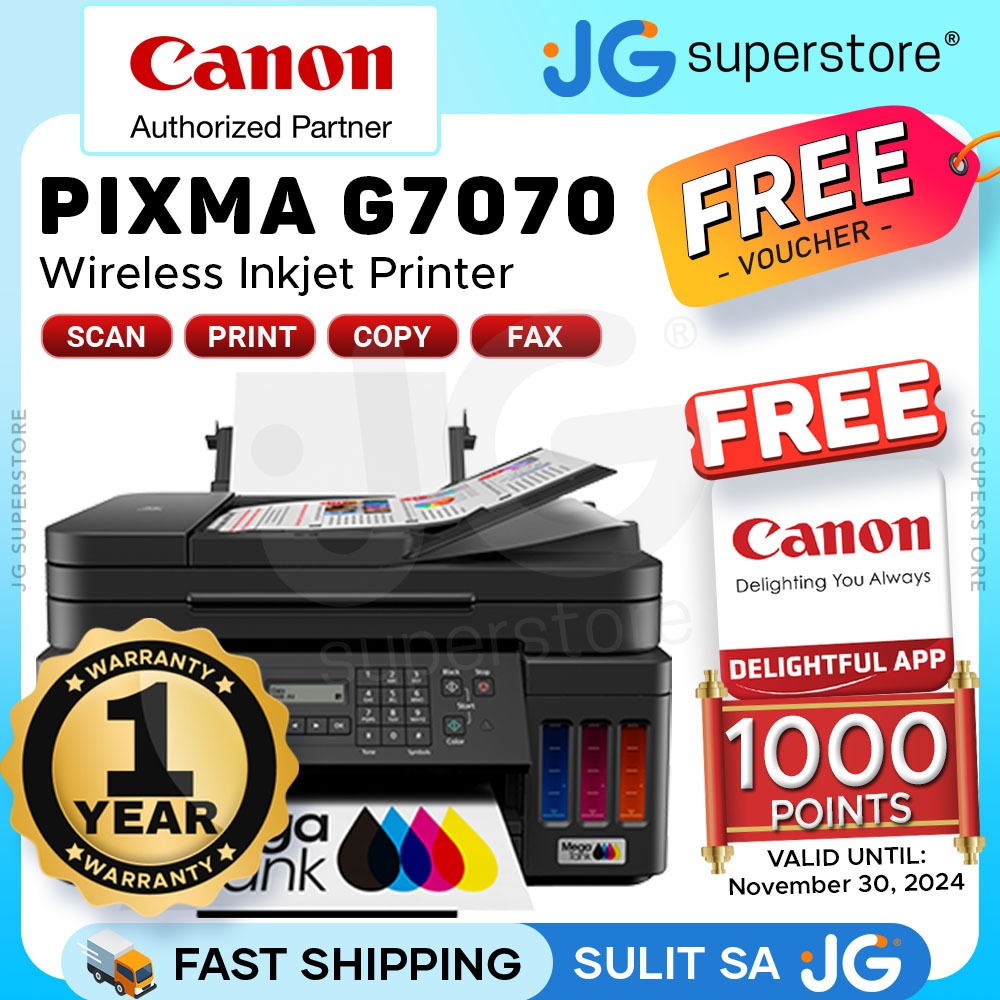 Canon PIXMA G7070 Wireless Refillable Inkjet Printer with 4800x1200DPI ...