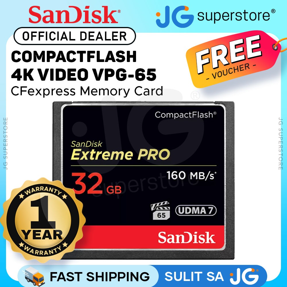 SanDisk Extreme PRO 32GB Compact Flash CF Memory Card with VPG-65 UDMA ...