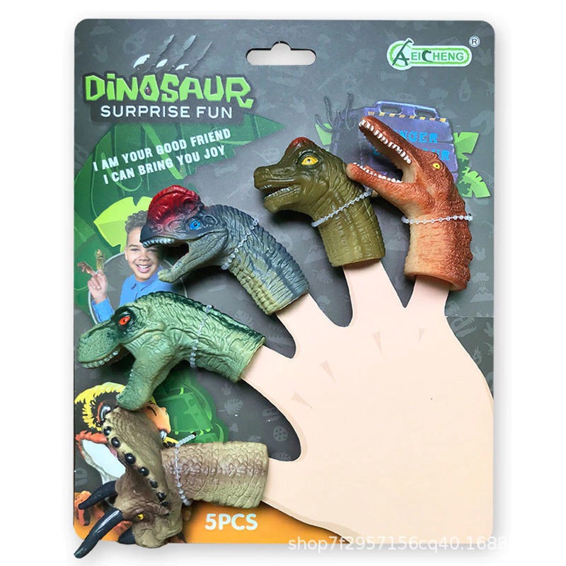 Children's Finger Puppet Simulation Dinosaur Model Soft Glue Thumb ...