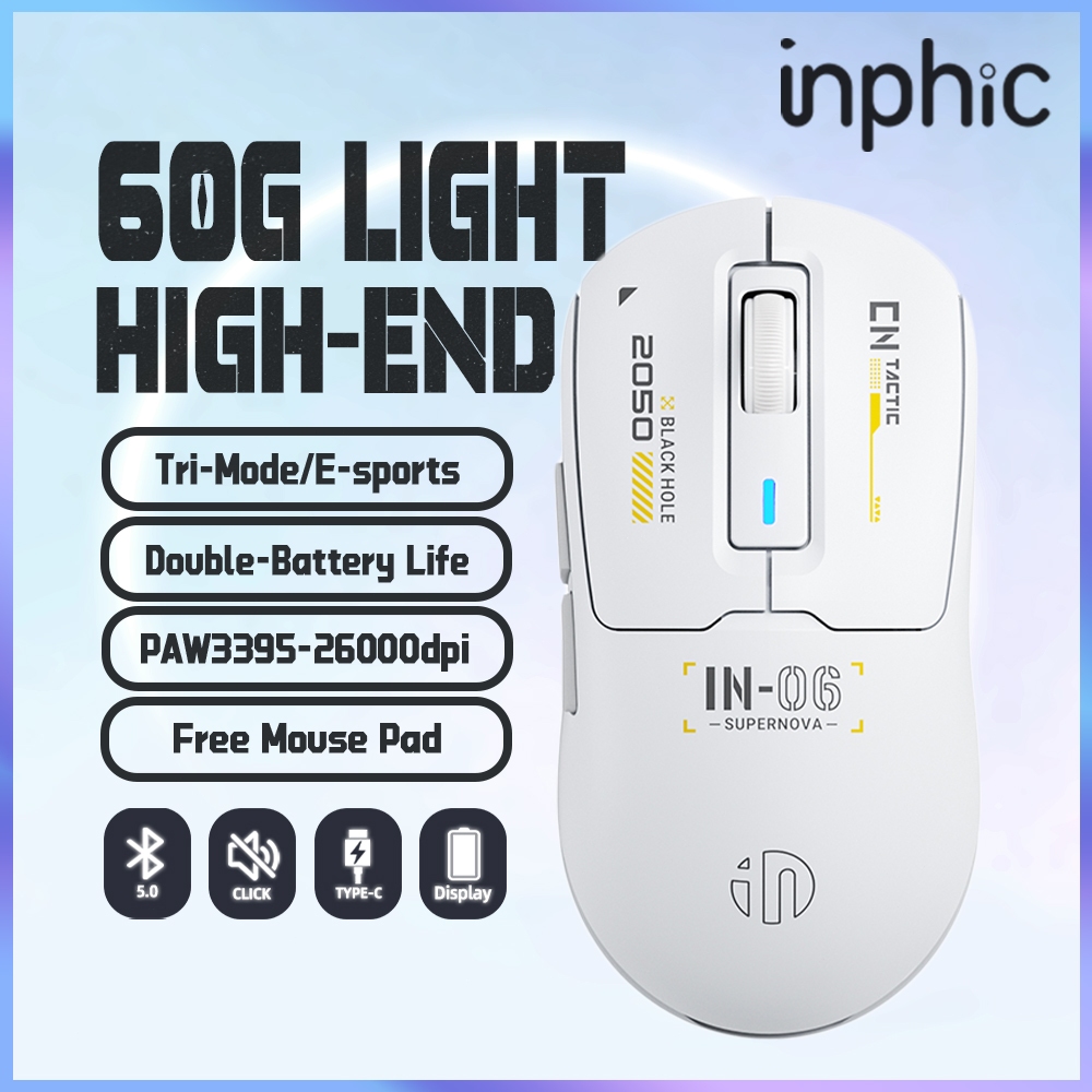 inphic IN6 Gaming Mouse Wireless Super-Fast Mice 6 Customize Buttons ...