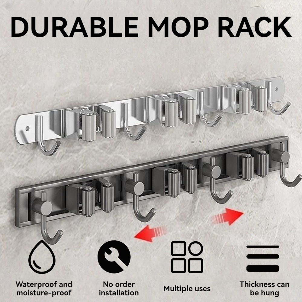 Mop Broom Holder Mop Hook Wall Mount Heavy Duty Broom Hanging Organizer ...