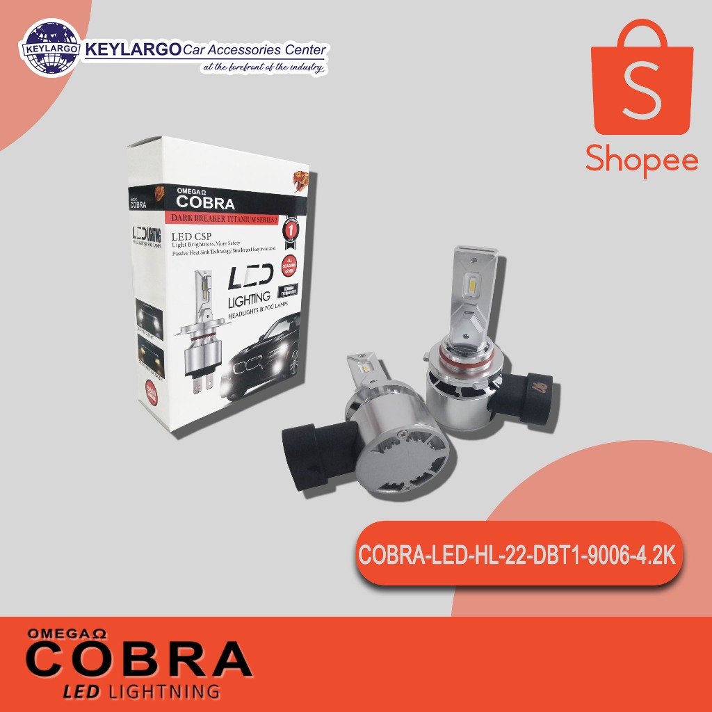 COBRA LED COB HEADLIGHT 5600 LUMEN DARK BREAKER TITANIUM SERIES 2, 2PCS ...