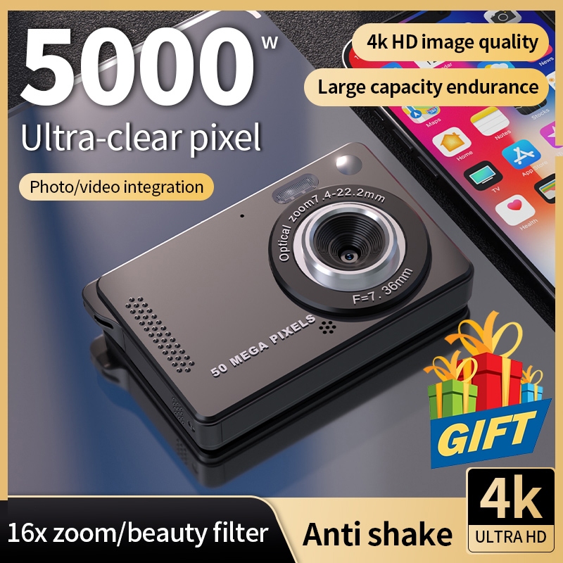 Digital Camera For Photography GIFT 5000W 4K HD CCD Image Quality 16X 4K HD Mini Pocket Camera ...