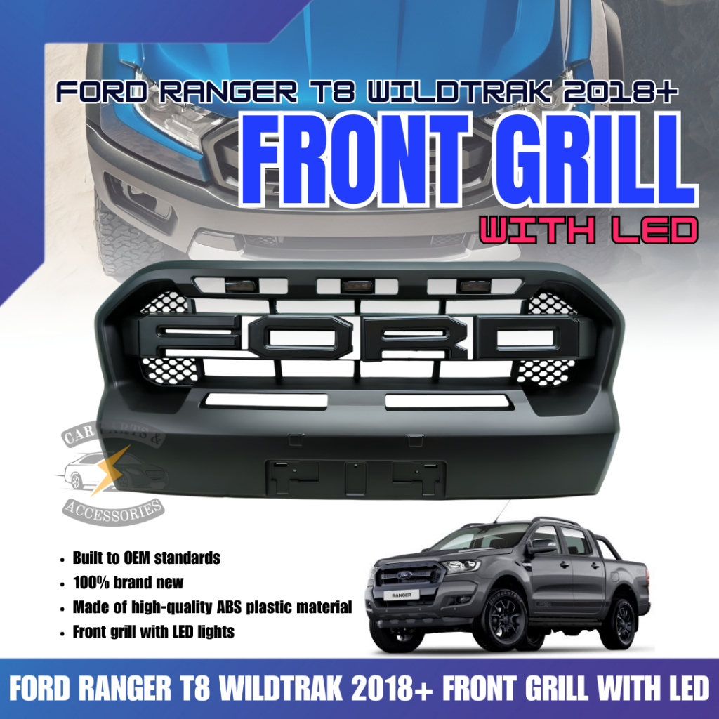 CPA FORD RANGER T8 WILDTRAK 2018+ FRONT GRILL WITH LED (11551) | Shopee ...