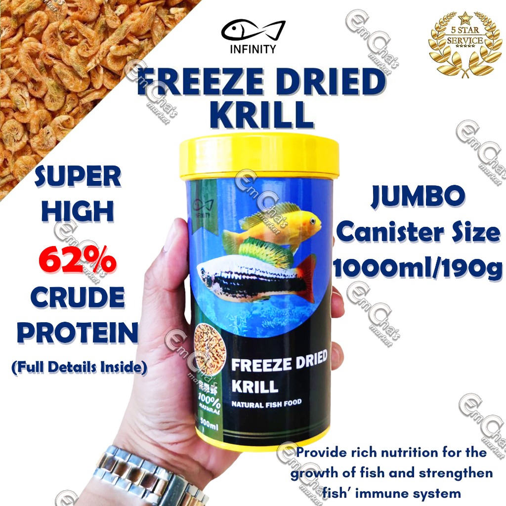 JUMBO 1000ml INFINITY FREEZE DRIED Krill Shrimp Fish Food(ff)Goldfish ...