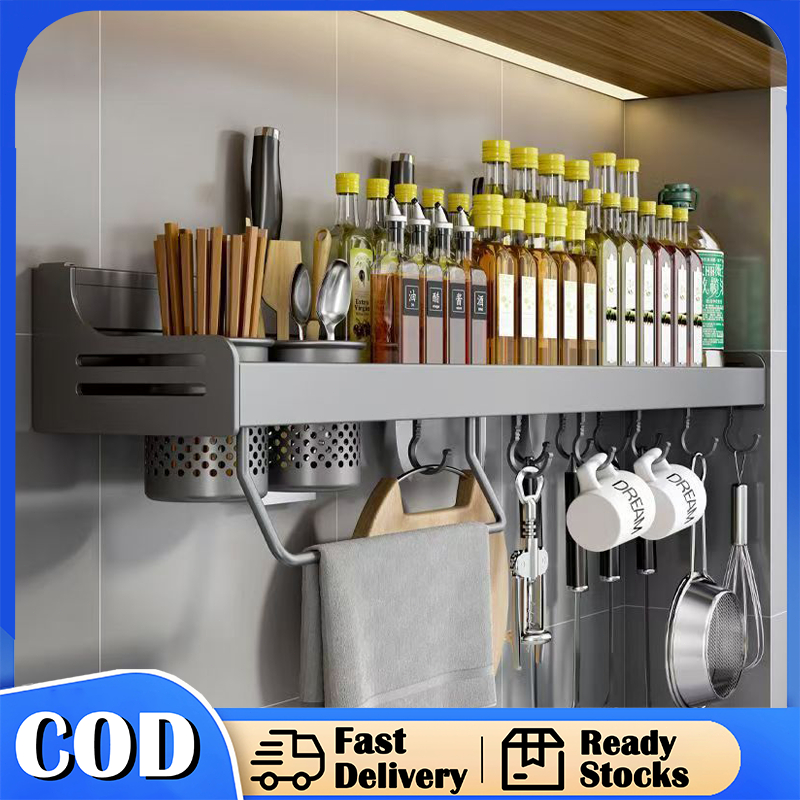 Condiments organizer Kitchen Shelf Wall-Mounted Spice Storage Racks ...