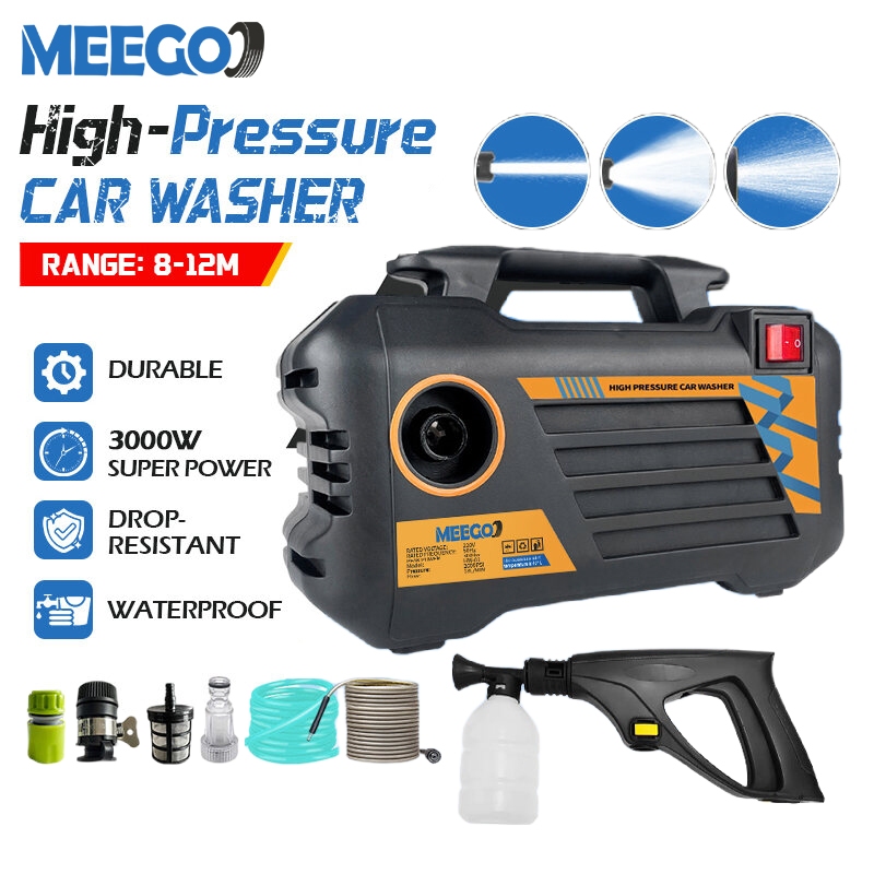 MeeGoo 3000W Car Wash Machine Waterjet High Pressure Car Wash Home Cleaner Jet Sprayer Water ...